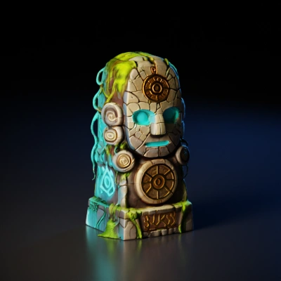 AI Ancient totem with glowing symbols and intricate carvings. 3D Models ...