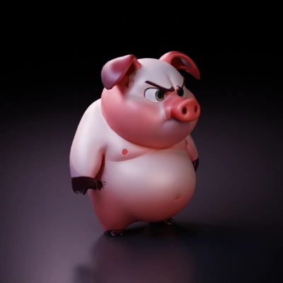AI A detailed cartoon-style pig character inspired by the 'Zootopia ...