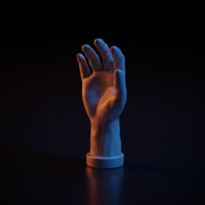 AI Human hand model, open with fingers spread, thumbs up, pinky ...