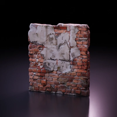 AI Partially decayed brick wall, cracked plaster. 3D Models | Realistic ...
