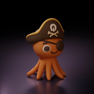 AI cartoon octopus pirate with eye patch. 3D Models | Realistic cartoon ...
