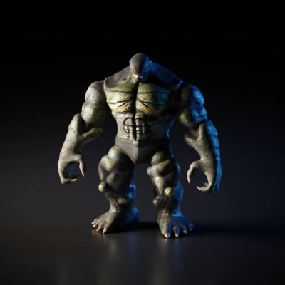 AI a close up of a toy figure of a monster with claws, hulking, swamp ...