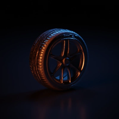 AI Car tire with intricate tread pattern, five-spoke rim. 3D Models ...