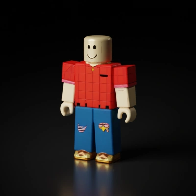 AI blocky toy figure with red shirt. 3D Models | Realistic blocky toy ...