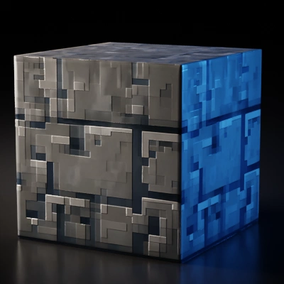 AI Pixelated stone cube, Minecraft-inspired, blocky texture. 3D Models ...