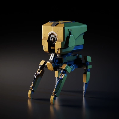 AI walking robotic machine with camera lens. 3D Models | Realistic ...