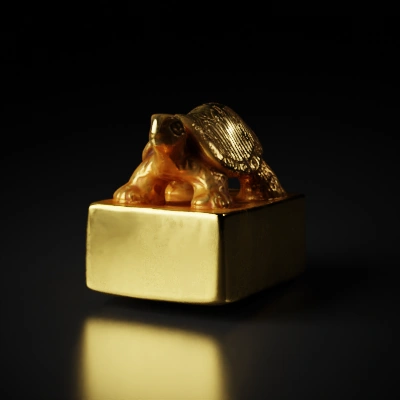 AI Golden turtle sculpture on rectangular base. 3D Models | Realistic ...