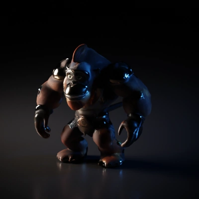 AI Mech-enhanced gorilla, bulky with metal armor, bipedal. 3D Models ...