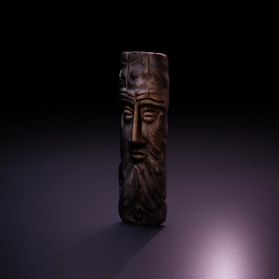 AI Slavic mythology wooden totem, Svetovit face, intricate details,. 3D ...
