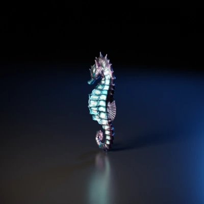 AI Futuristic seahorse, detailed exoskeleton, aquatic creature. 3D ...