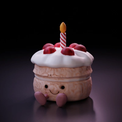 AI plush cake with candle. 3D Models | Realistic plush cake with candle ...