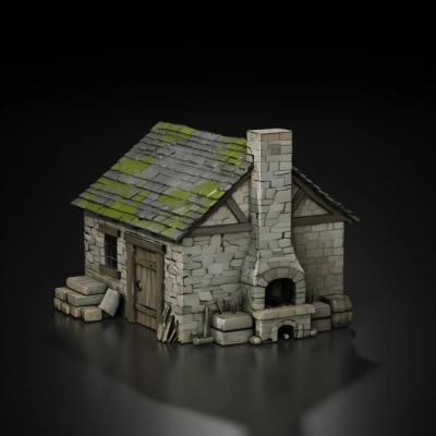 AI Medieval stone mason's hut with mossy roof. 3D 모델 | Rozema ...