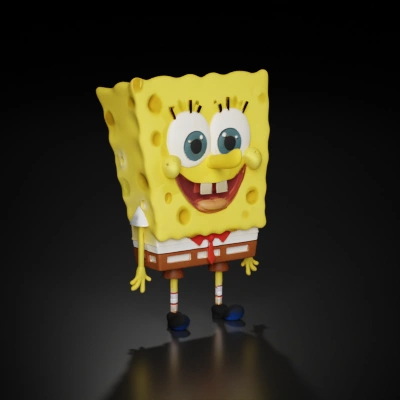 AI SpongeBob SquarePants cartoon character. 3D Models | Realistic ...