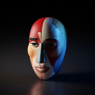 AI abstract multi-colored human face. 3D Models | Realistic abstract ...