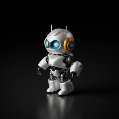 AI Small humanoid robot with round features, glowing eyes. 3D Models ...