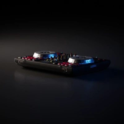 AI DJ controller with dual platters and multiple control buttons. 3D ...
