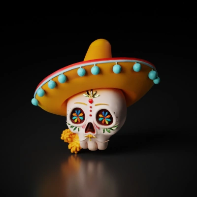 AI Decorated sugar skull with sombrero. 3D-модели | Реалистичная ...