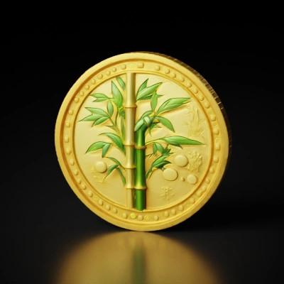 AI gold coin with bamboo design. 3D Models | Realistic gold coin with ...