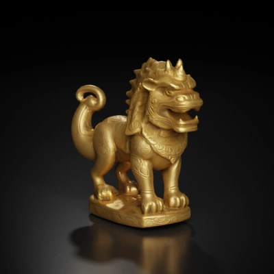 AI Mythical indonesian lion-like statue with ornate patterns. 3D Models ...