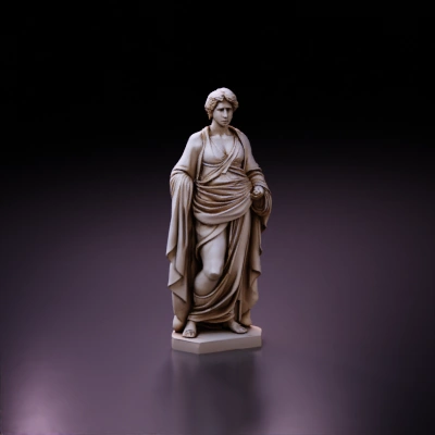 AI Classical stone statue of standing muscular male with draped ...
