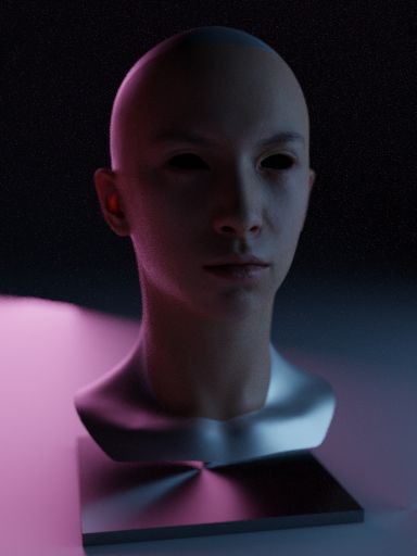 AI face, round, gentle, wrinkles, squinting eyes, low bridge of nose ...