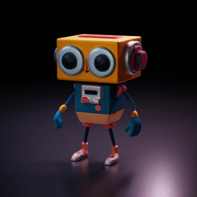AI Boxy robot with large eyes, cartoonish design. 3D Models | Realistic ...