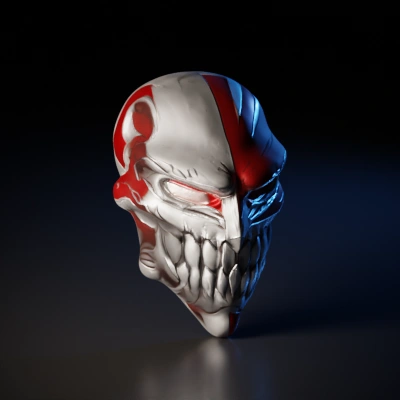 AI Anime skull mask with menacing teeth design. with red markings 3D ...
