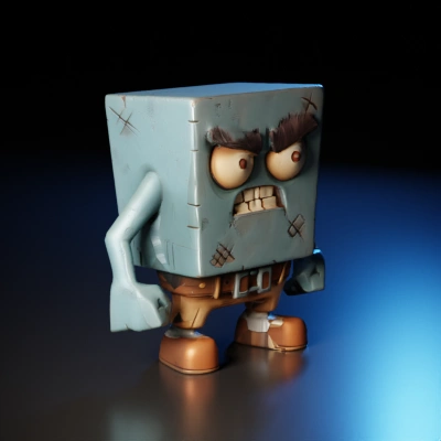 AI blocky character with angry expression. 3D Models | Realistic blocky ...