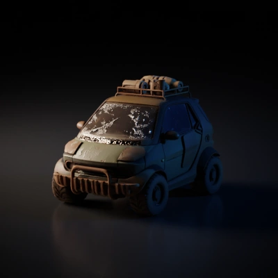 AI rusty off-road compact car in desert. 3D Models | Realistic rusty ...