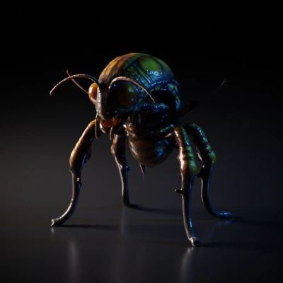 AI Insect-like creature with menacing mandibles, antennae, segmented ...