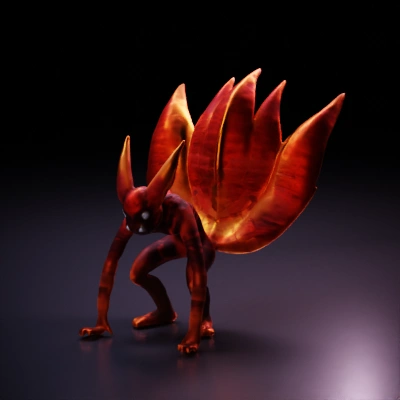 AI Bipedal fox-like creature with nine tails, menacing. 3D Models ...