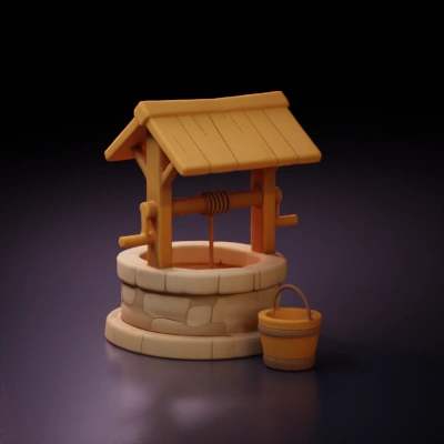 AI Wooden wishing well with roof and bucket. 3D-Modelle | Realistische ...