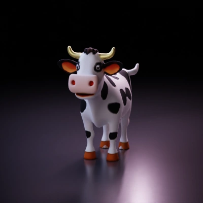 AI Cartoon cow, friendly appearance, 3D asset. 3D Models | Realistic ...