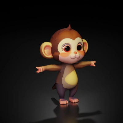 AI Cute cartoon monkey. 3D Models | Realistic Cute cartoon monkey. 3D ...