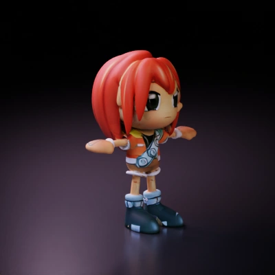 AI Chibi anime-style character, adventurer outfit, oversized boots. 3D ...