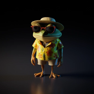 AI Anthropomorphic frog in summer outfit. 3D 模型 | ahha 创建的逼真 ...