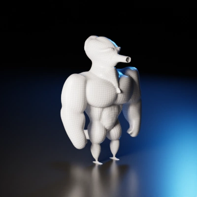 AI Bulky humanoid figure with multiple limbs, steampunk accessories. 3D ...