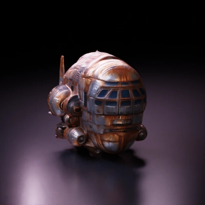 AI Rusty, industrial spaceship with multiple engines, sci-fi design. 3D ...