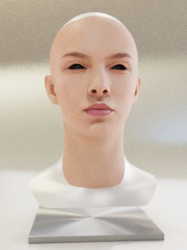 AI face, round, gentle, wrinkles, squinting eyes, low bridge of nose ...