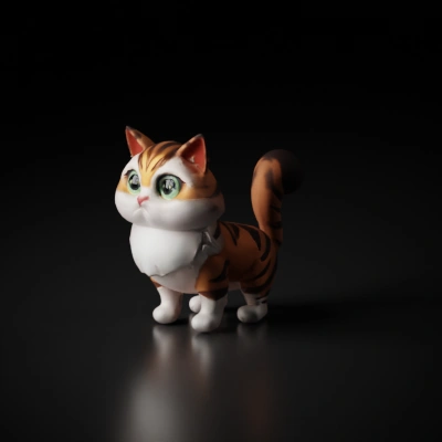 AI Cute cartoon cat, realistic fur texture, large eyes. 3D Models ...