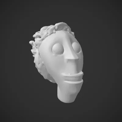 AI Stylized cartoon head with exaggerated features. smooth edges ...