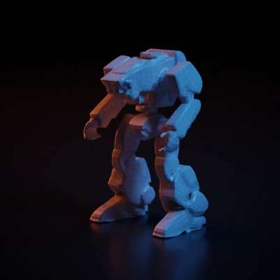 AI Giant battle-ready mech with laser weapons, four legs. symmetric ...