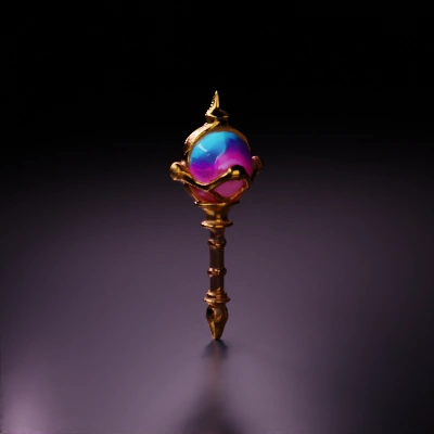 AI Ornate magical staff with swirling accents and gemstone orb. 3D ...