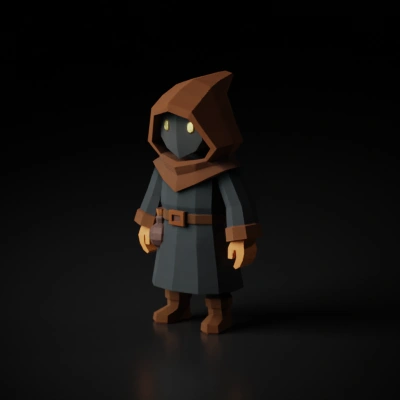 AI hooded robed figure with glowing eyes. 3D Models | Realistic hooded ...