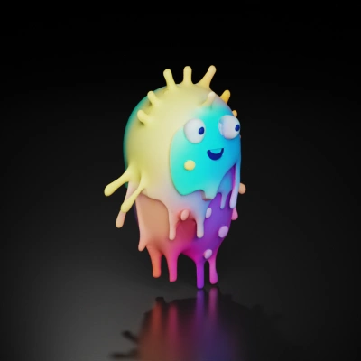 AI Cartoon rainbow-colored germ with a face. 3D Models | Realistic ...