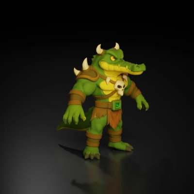 AI cartoon anthropomorphic alligator warrior. 3D Models | Realistic ...