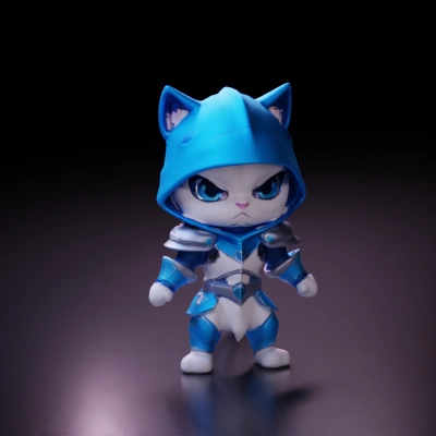 AI Anthropomorphic armored cat wearing a hood, fantasy style. 3D Models ...