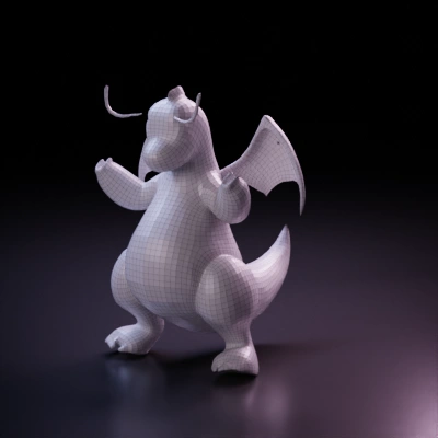 AI Orange dragon-like creature, wings, standing. smooth edges ...