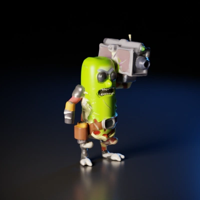 AI Pickle character with mechanical arm and gadget. 3D Models ...