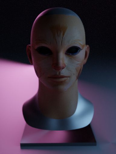 AI face, round, gentle, wrinkles, squinting eyes, low bridge of nose ...